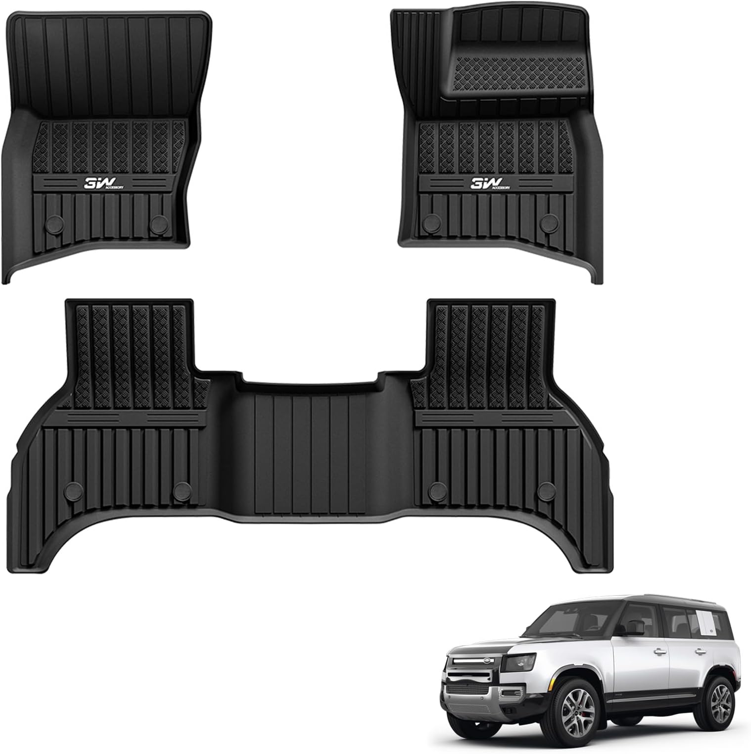 3W Floor Mats Fit for Land Rover Defender 110 2020-2024 L663 (Non 7 ...