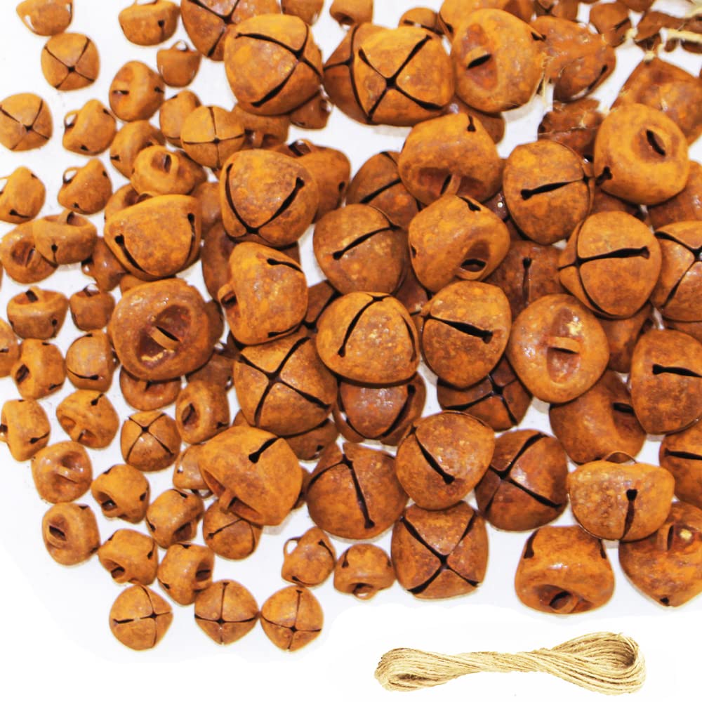 Amazon.com: 150 Pieces Christmas Rusty Bells Kit with A Jute Twine ...
