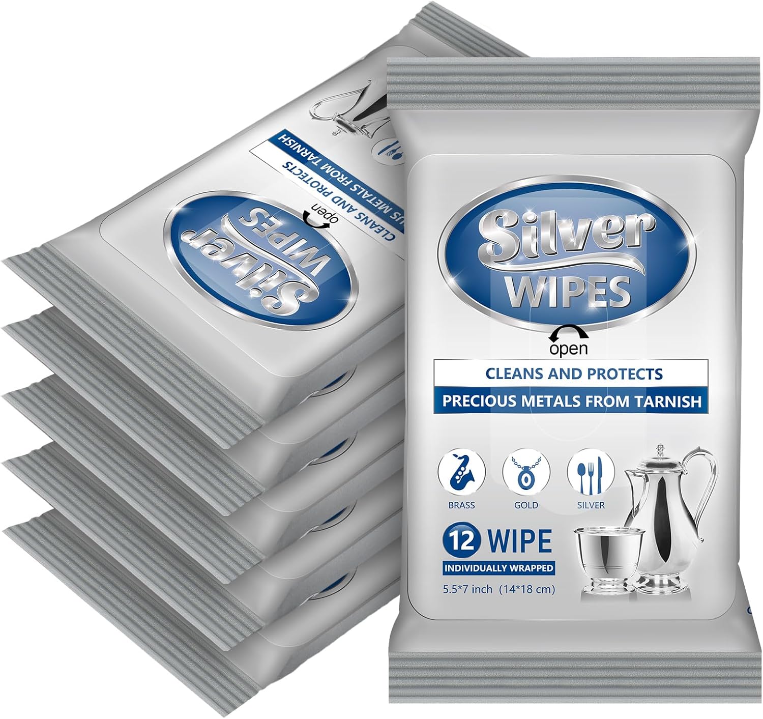 Amazon.com: Dimsile 6 Pack/ 72 Pcs Silver Cleaner Wipes Silver Polish ...