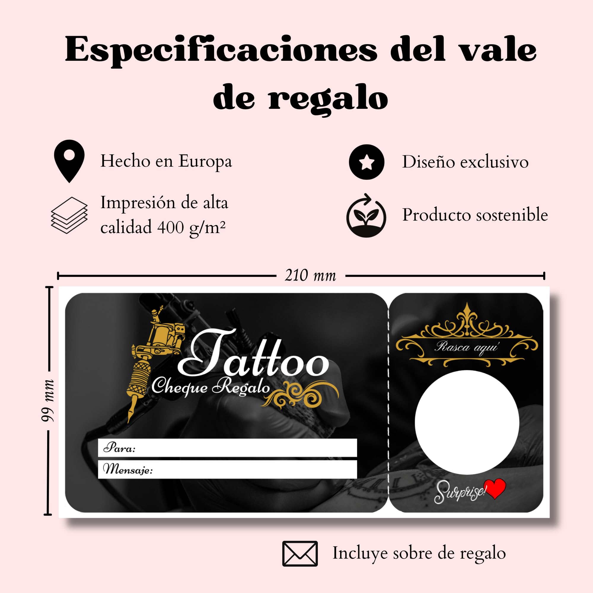 Caja Sorpresa Tattoos Vale Para Tatuaje, Certificado De Regalo Para