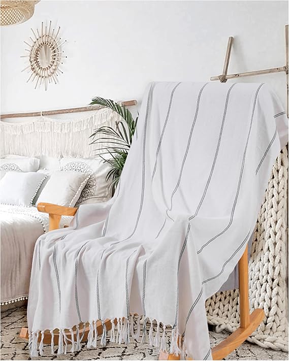 Amazon.com: Gray Soft Throw Blanket Home Decoration Living Room ...