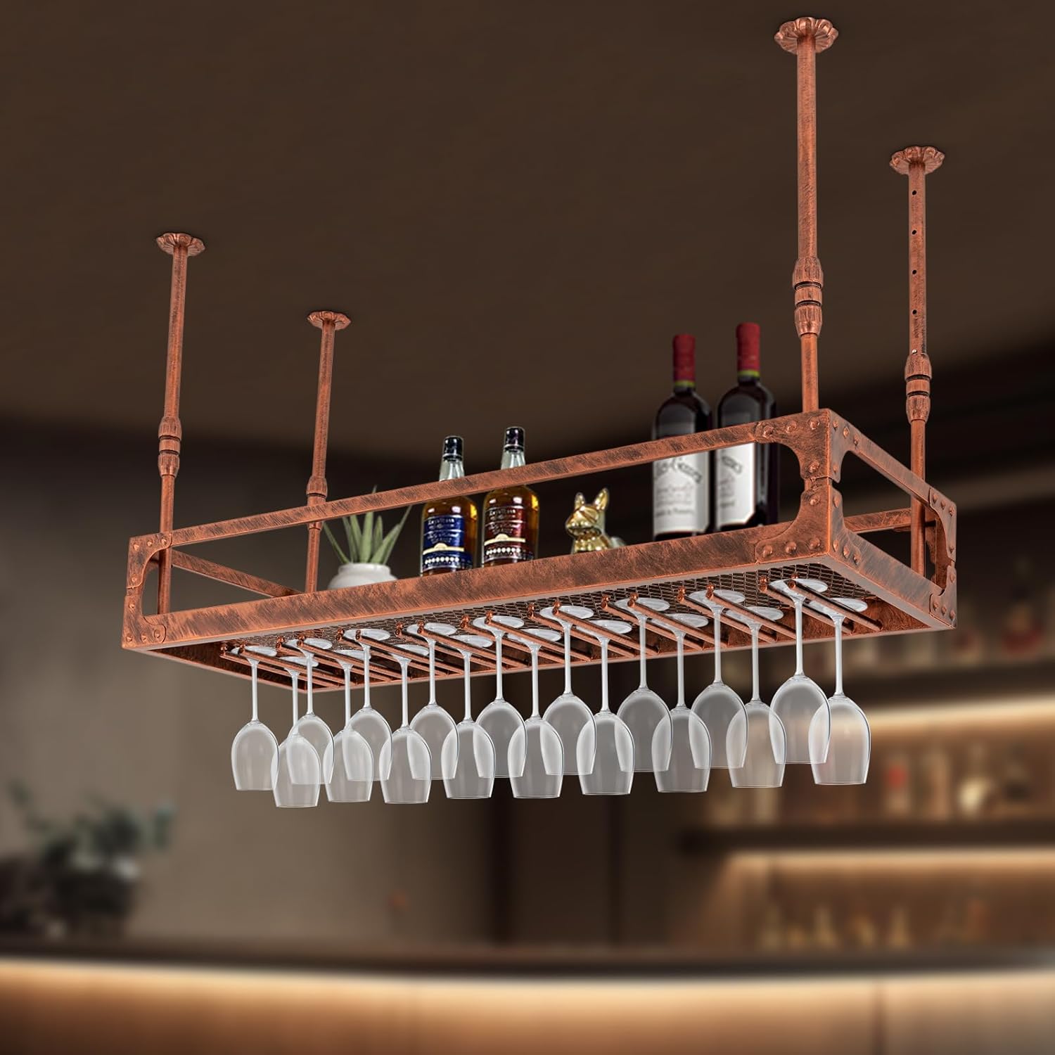 Amazon.com: Industrial Bar Floating Shelf Vintage Metal Wine Holder ...