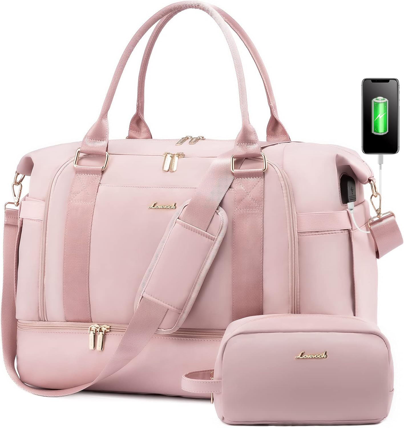 Amazon.com | Gym Bag for Women LOVEVOOK Travel Duffel Bag with USB ...