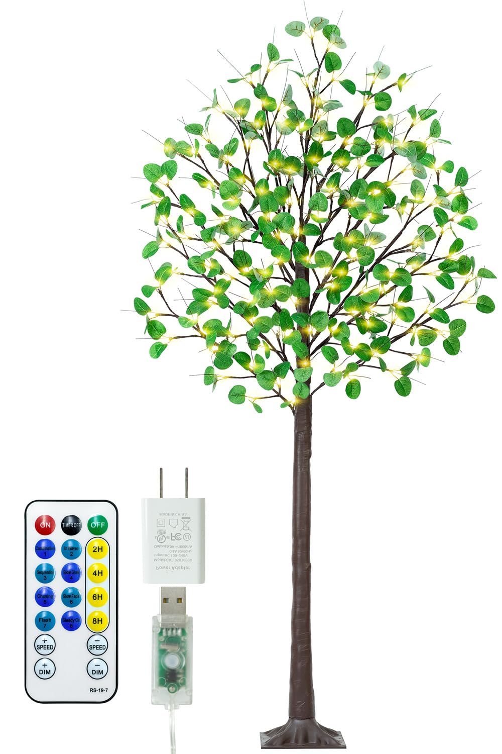 Lighted Eucalyptus Tree - 6FT 130 LED Light Up Eucalyptus Tree with 13 ...