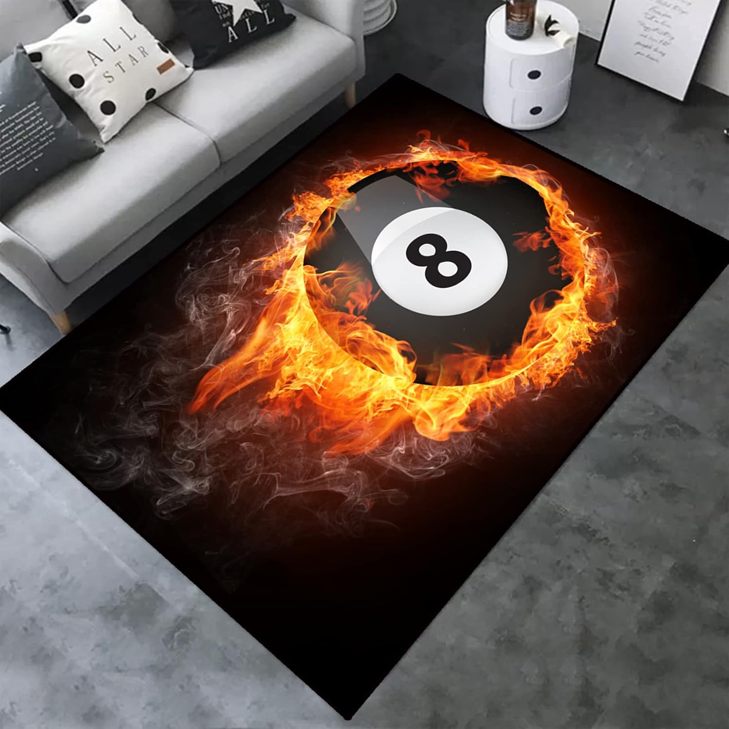 Amazon.com: Billiards Area Rugs 3D Digital Print Billiards Sign Black ...