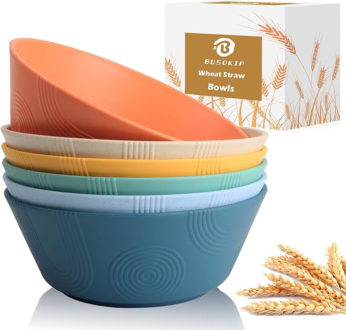 Amazon.com: BUSOKIP 36 oz Wheat Straw Bowl, Unbreakable Cereal Bowls ...