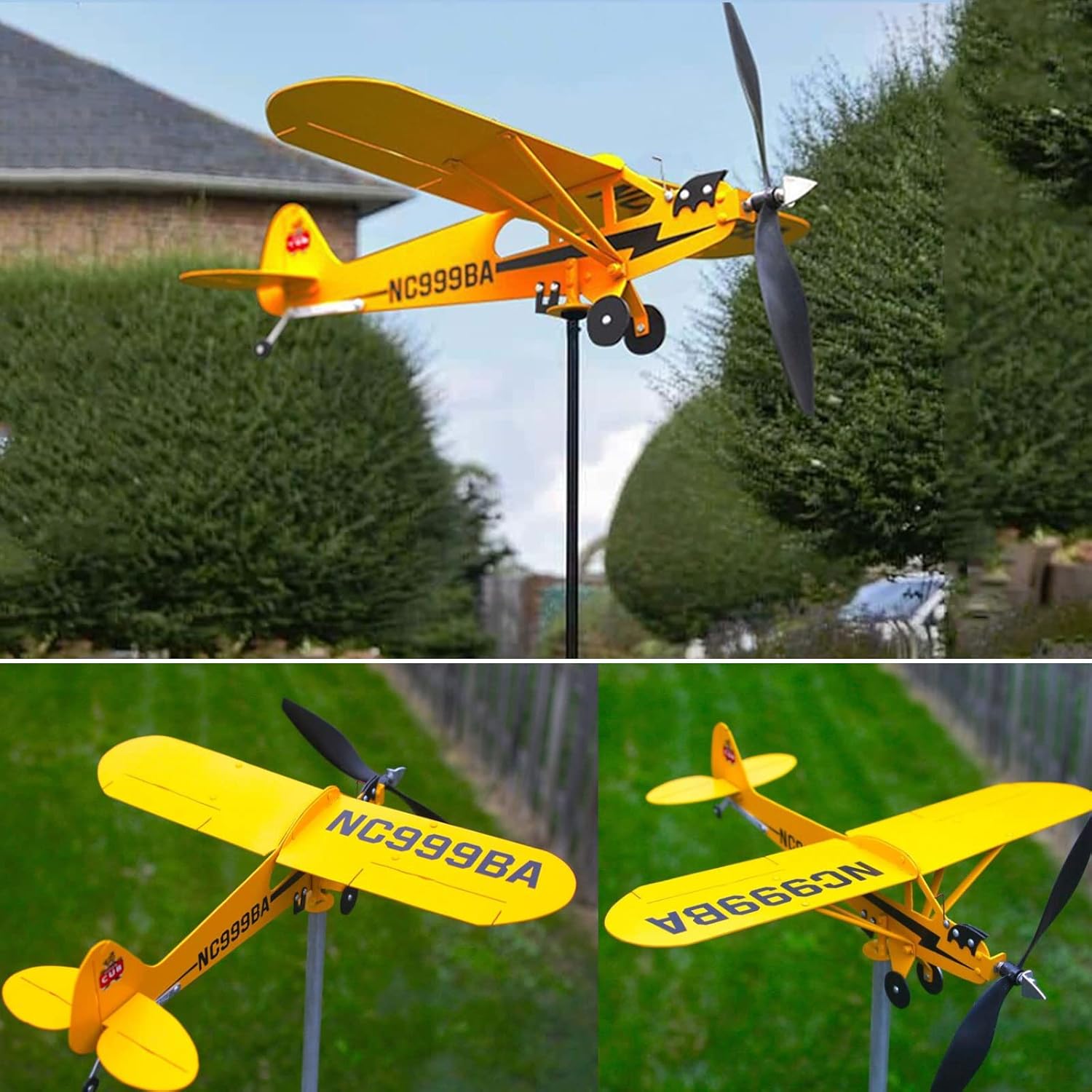 Amazon.com : FULLES Airplane Weathervane Biplane Metal Airplane Wind ...