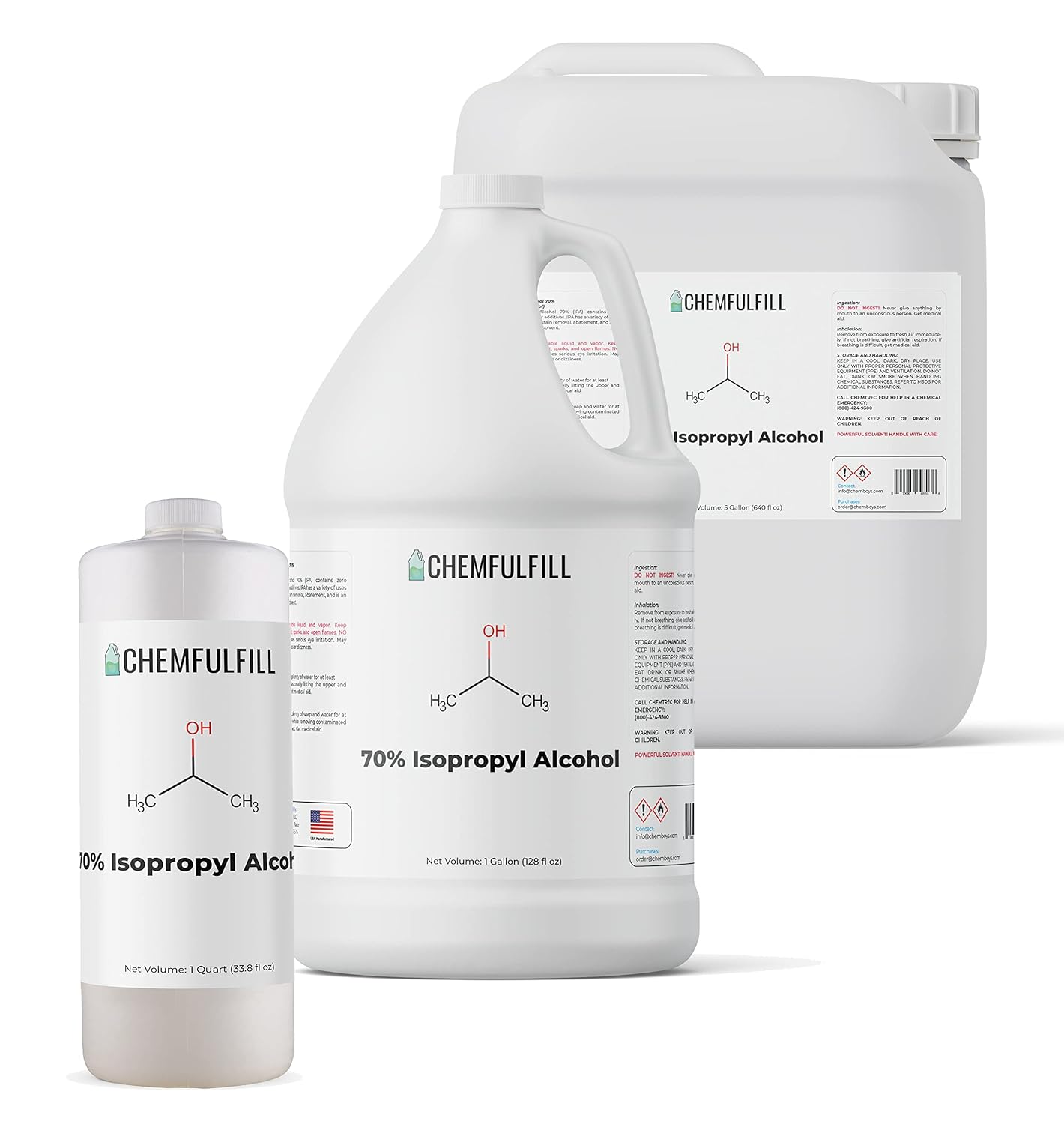 Amazon.com: Chemfulfill Isopropyl Alcohol 70% - Concentrated IPA 70% ...
