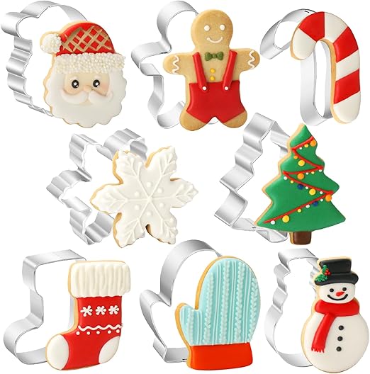 Amazon.com: 8PCS Christmas Cookie Cutters Set, Stainless Steel Metal ...