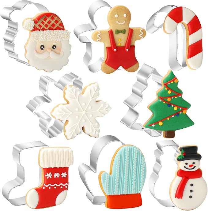 Amazon.com: 8PCS Christmas Cookie Cutters Set, Stainless Steel Metal ...