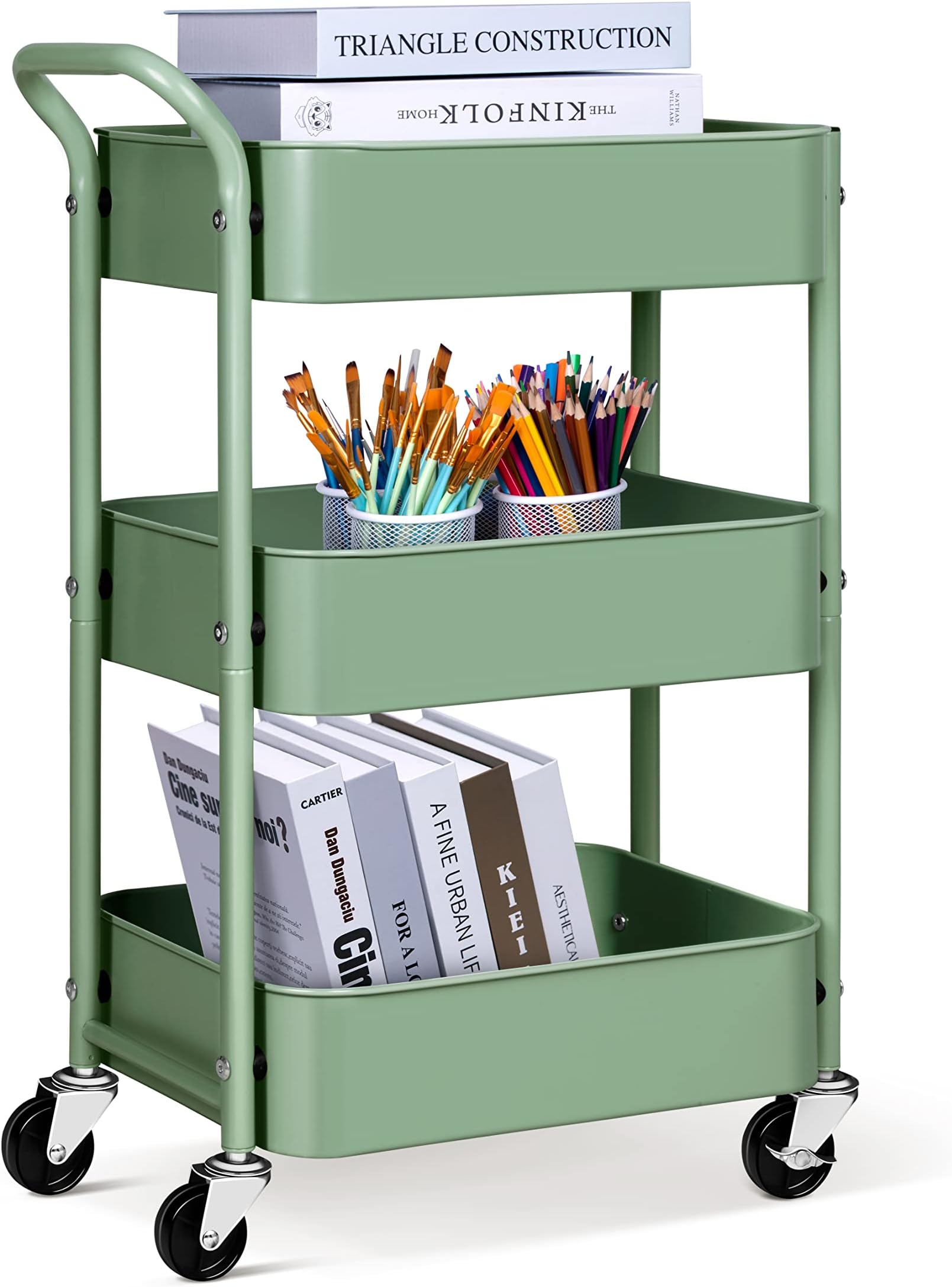 Amazon.com: AOODA 3 Tier Under Desk Rolling Cart with Handle and ...