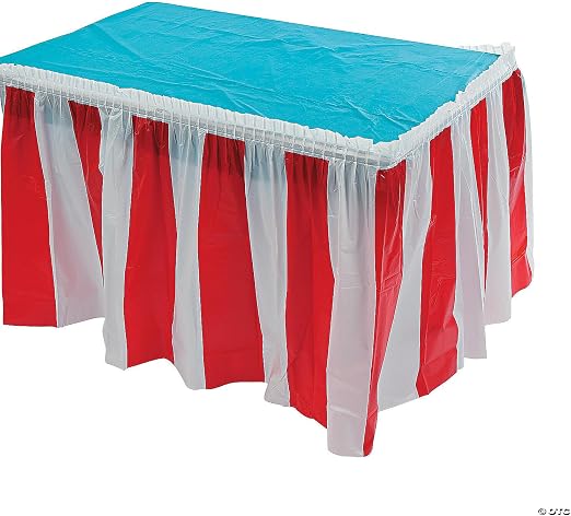 Amazon.com: 2 Carnival Table Skirts, Circus Tableskirt Decorations Red ...