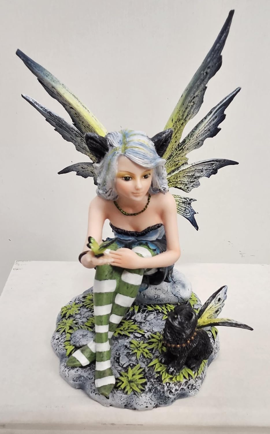 Amazon.com: Pacific Giftware Fairy with Black Cat Wings, Sited Green ...