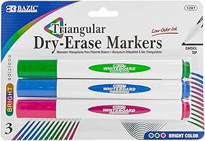 Amazon.com : BAZIC Dry Erase Marker Bright Color Chisel Tip, Whiteboard ...