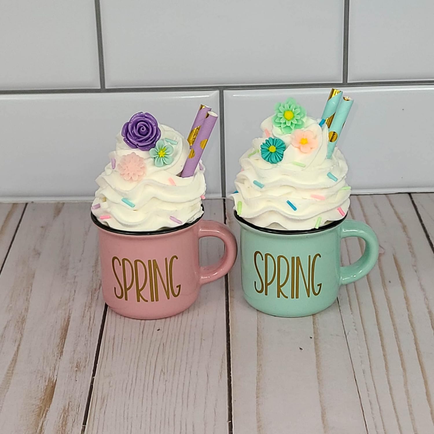 Amazon.com: Spring Mini Mugs for Mother's DayTier Tray, Spring Decor ...