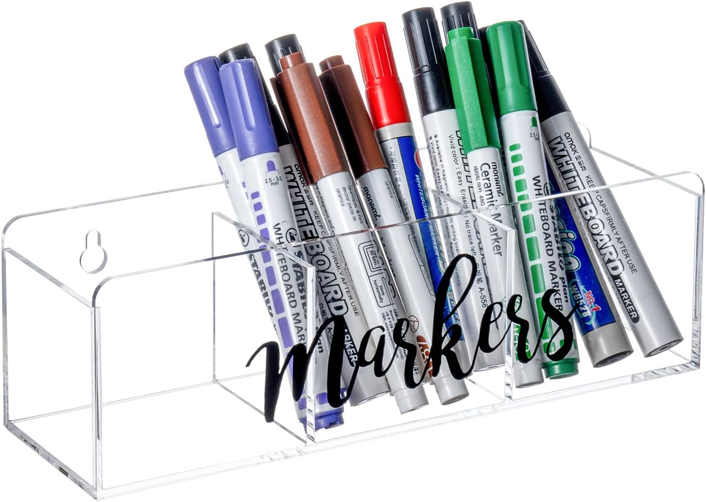 Amazon.com: MyGift 3 Slot Clear Acrylic Mountable Dry Erase Marker ...