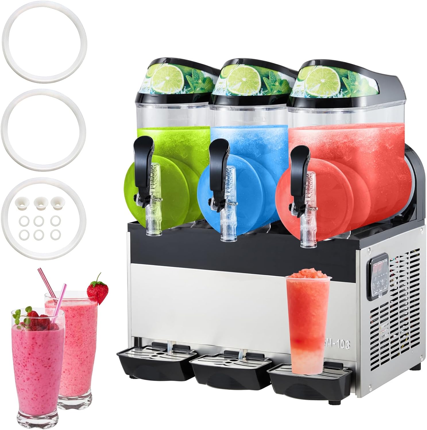 Amazon.com: Commercial Slushy Machine 15L X 3, PioneerWorks 11.88 ...