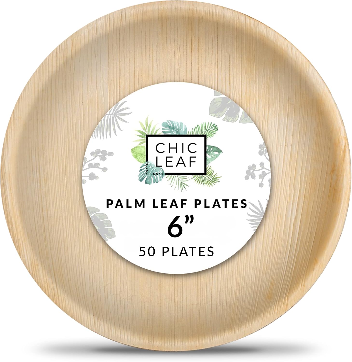 Amazon.com: Chic Leaf Palm Leaf Plates Like Disposable Bamboo Plates 6 ...