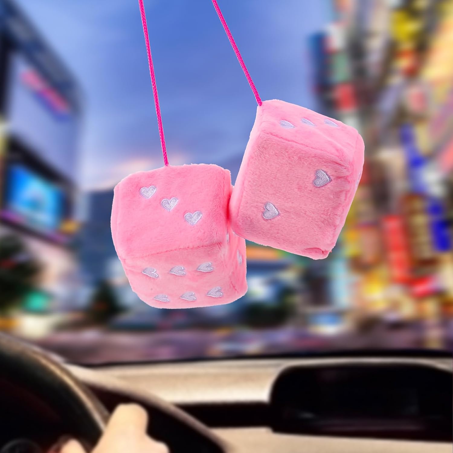 Dados peludos para espejo de automóvil, par de dados retro peludos de 2 ...