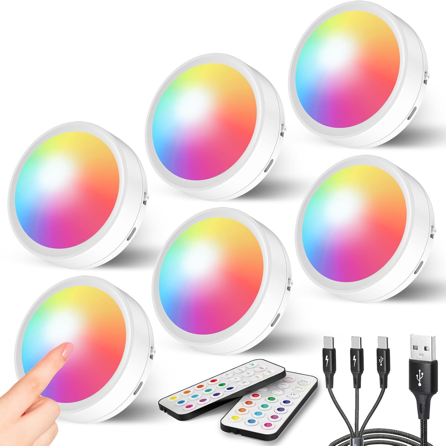 Dimmbar RGB LED Spot Akku - 1600mAh USB Aufladbar Farbwechsel ...