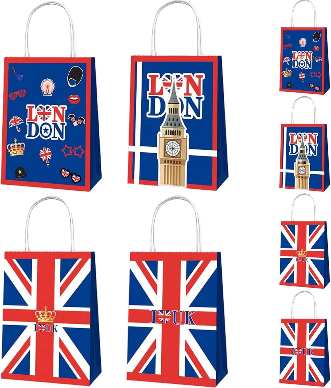 POPOYU 8Pcs London Gift Bags,Union Jack Paper Gift Bags,British Flag ...