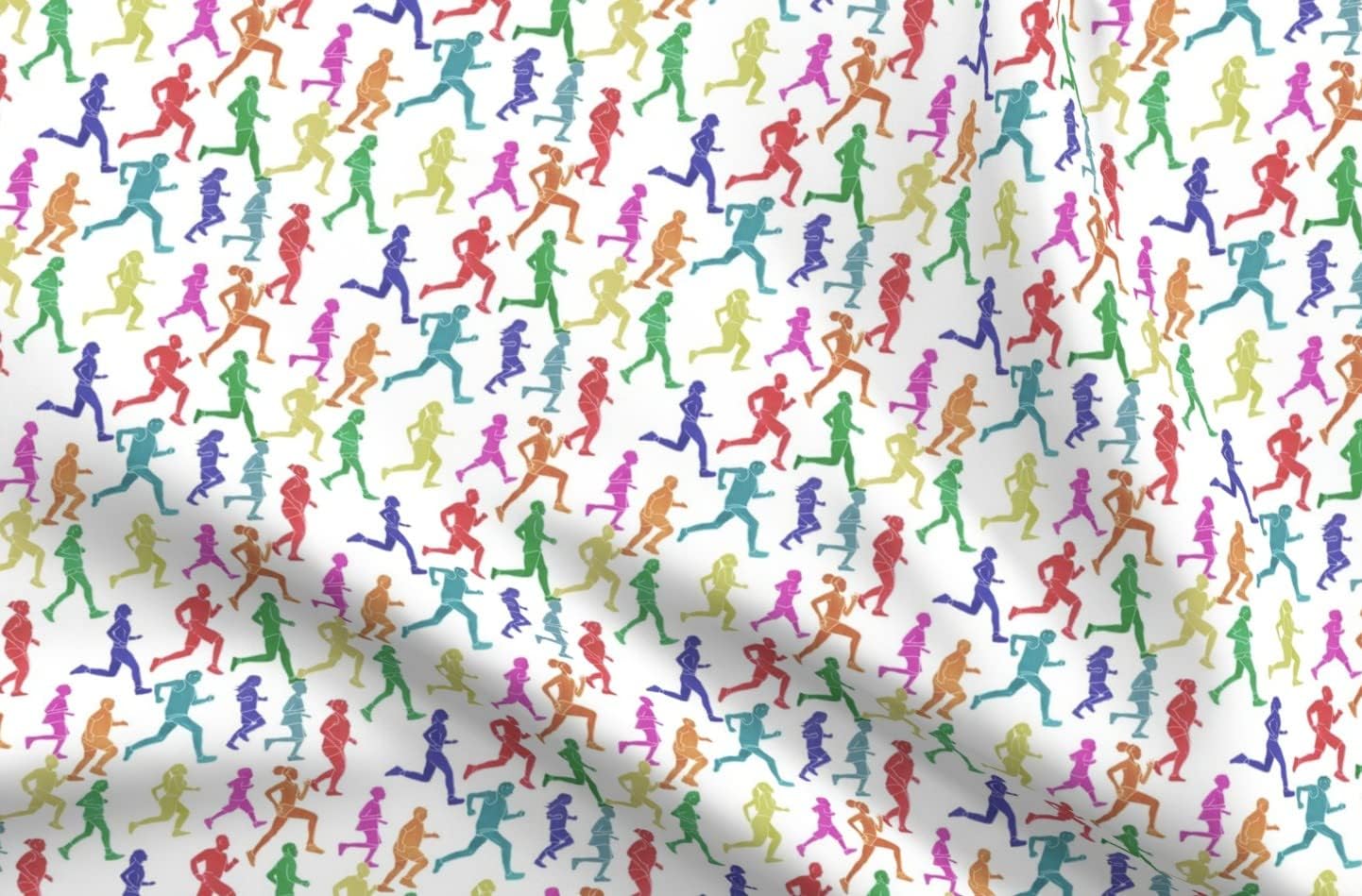 Amazon.com: Spoonflower Fabric - Rainbow Runners Running Marathon Race ...