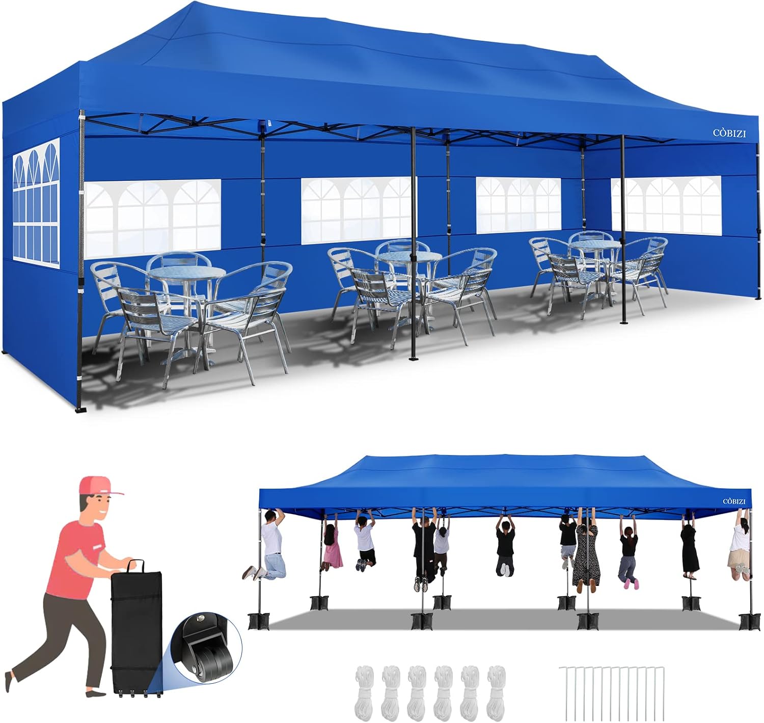 Amazon.com : COBIZI 10x30 Heavy Duty Pop up Canopy with 8 sidewalls ...