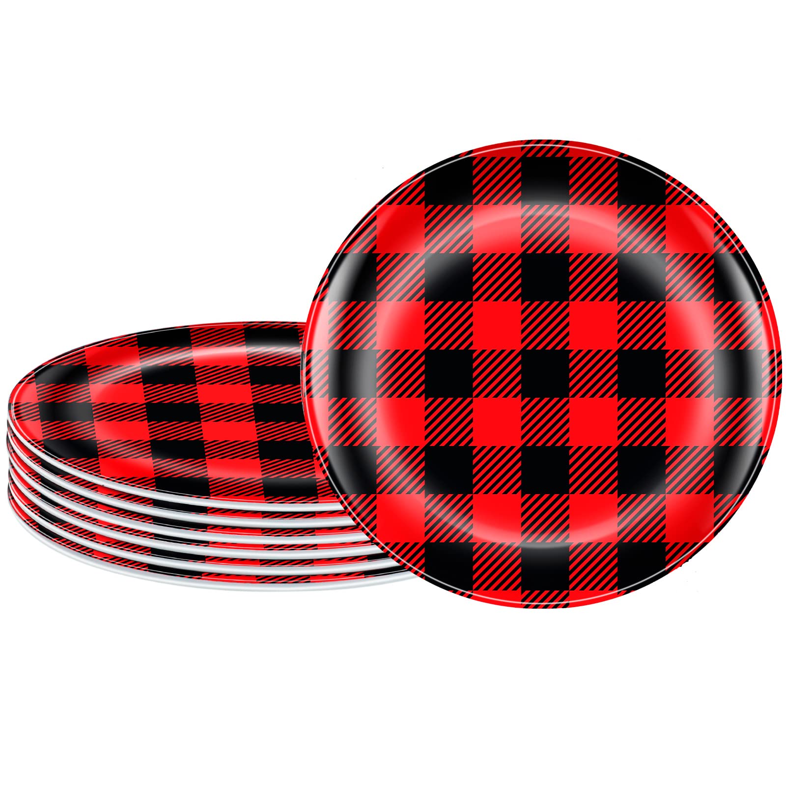 Youyole 6 Pcs Plaid Pattern Dinner Plate Buffalo Check Holiday Inch ...