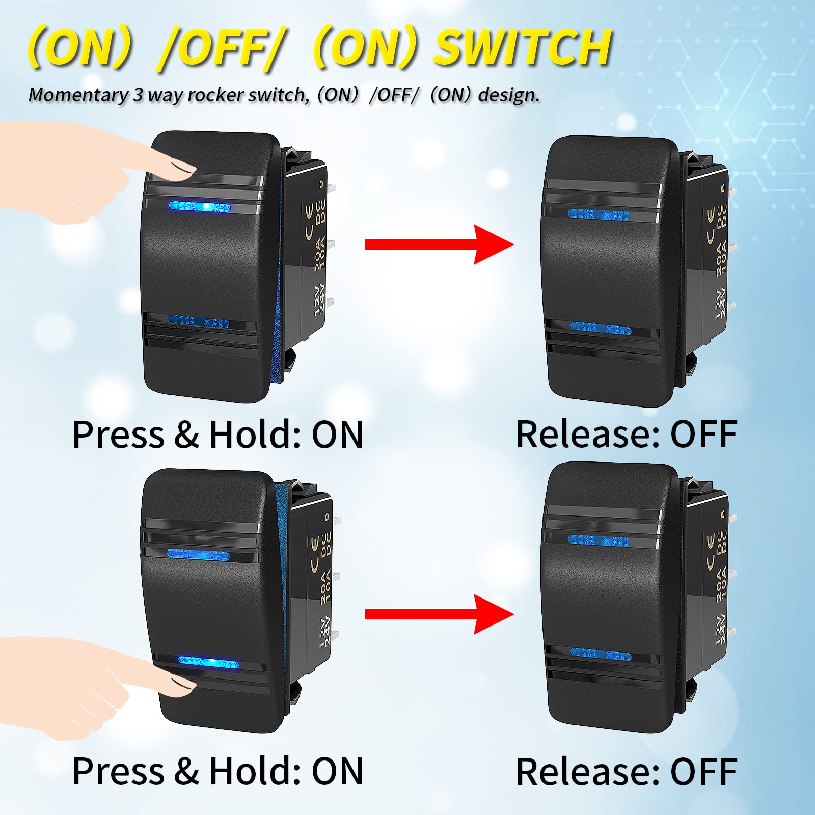 Snapklik.com : Joinfworld Momentary Rocker Switch Waterproof (ON)-Off ...
