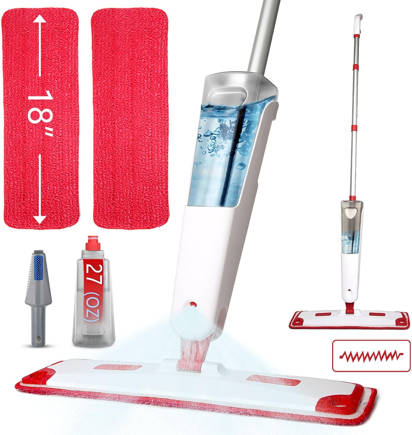 Amazon.com: Mop for Floor Cleaning, 18 inch Professional 2 Pads and ...