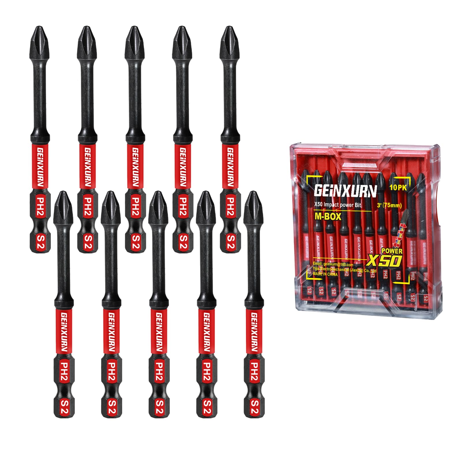 Amazon.com: Geinxurn Impact Tough 3 in. #2 Phillips Screwdriver Bits ...