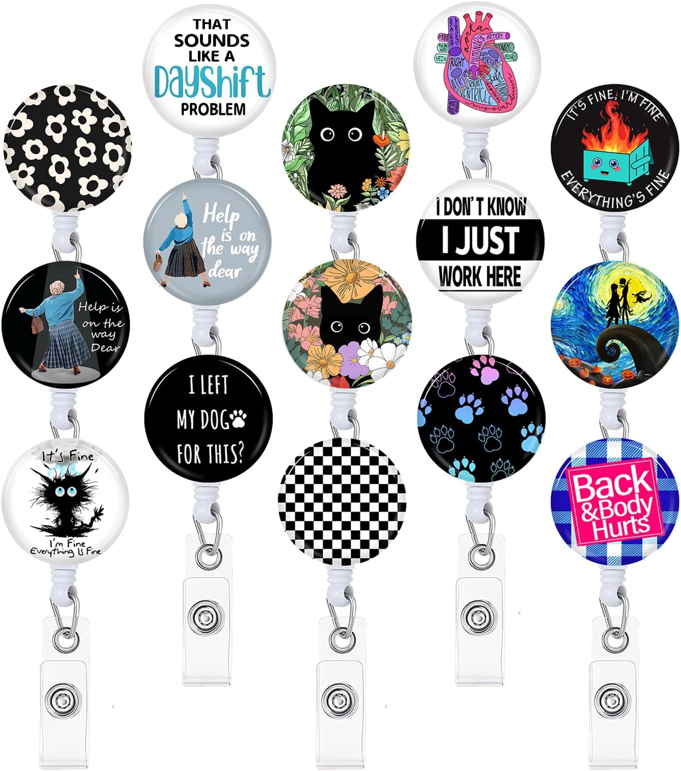 Amazon.com : Geyoga 36 Pcs Funny Badge Reel Cute Nurse Badge Reel ...