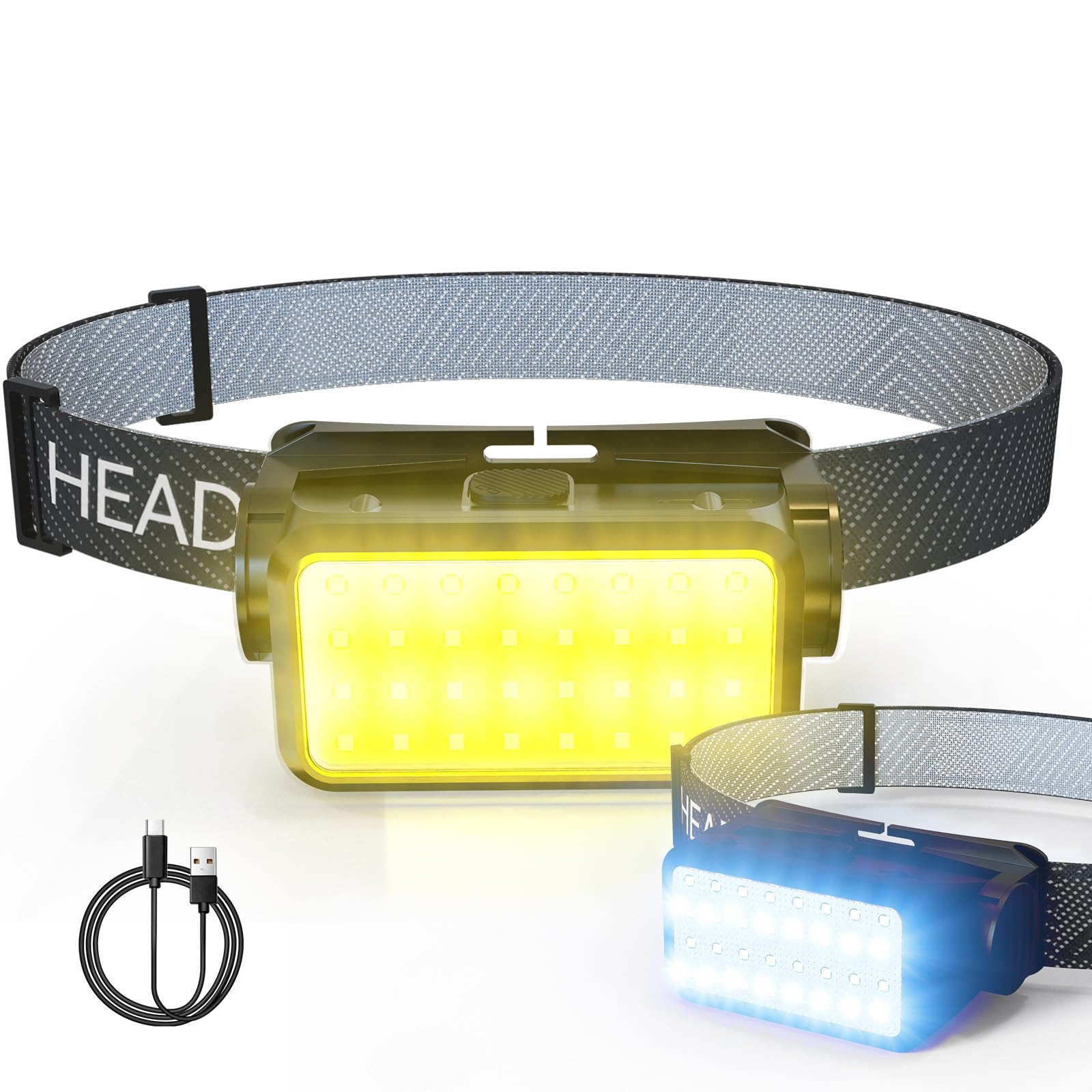 Amazon.com: LARYEECHA Rechargeable LED Headlamp,Hard Hat Headlight,1200 ...