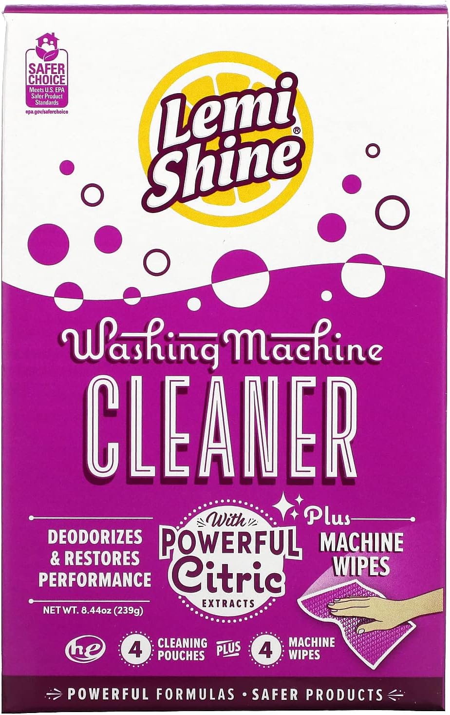 Amazon.com: Lemi Shine Washing Machine Cleaner with Machine Wipes-Lemon ...