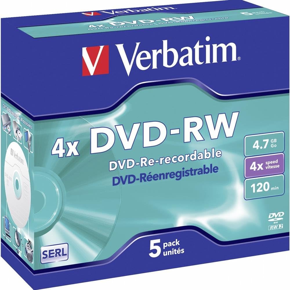 TDK T19431 Rewritable DVD-RW Blank 4.7GB in Jewel Case (Pack of 5) 2-6x ...