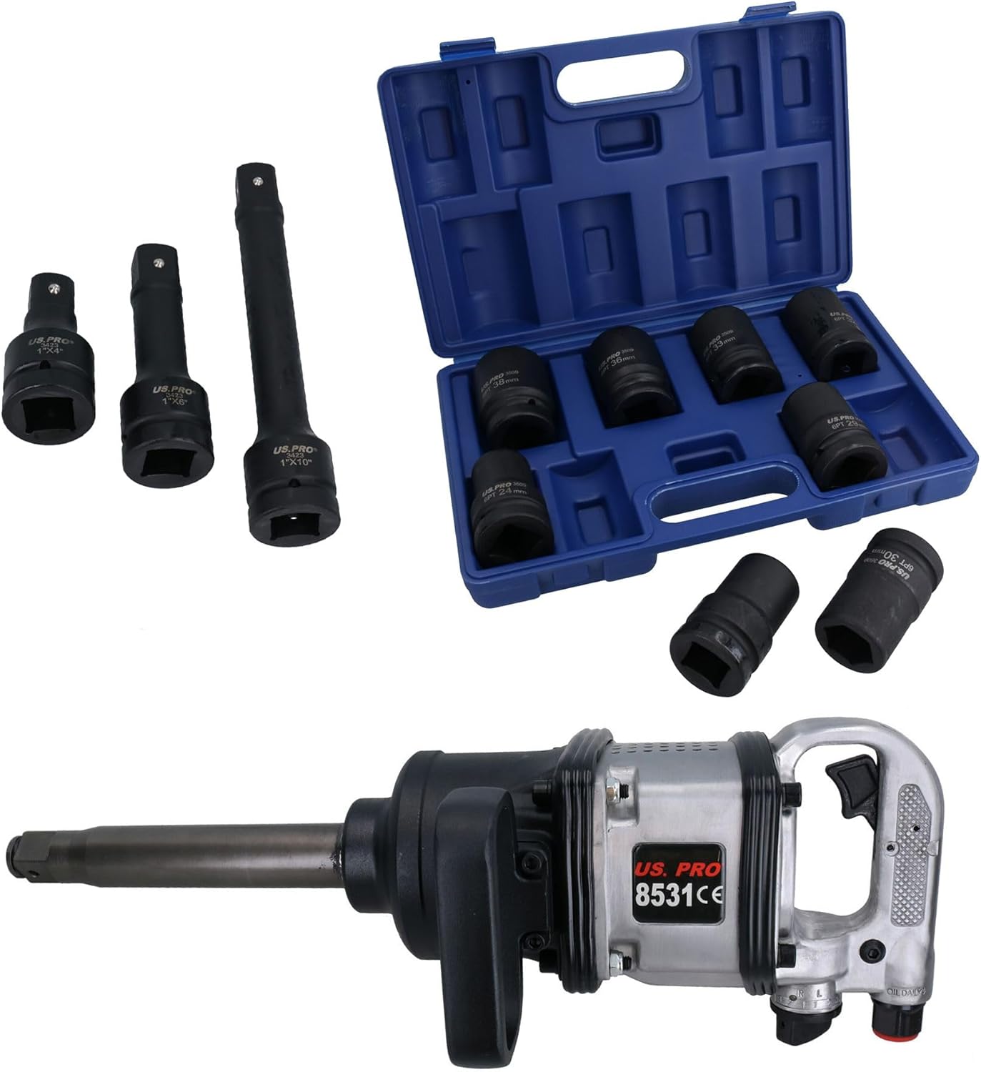 1in Drive Anvil Air Impact Wrench Gun 2200Nm 8 Sockets 24 – 38mm ...