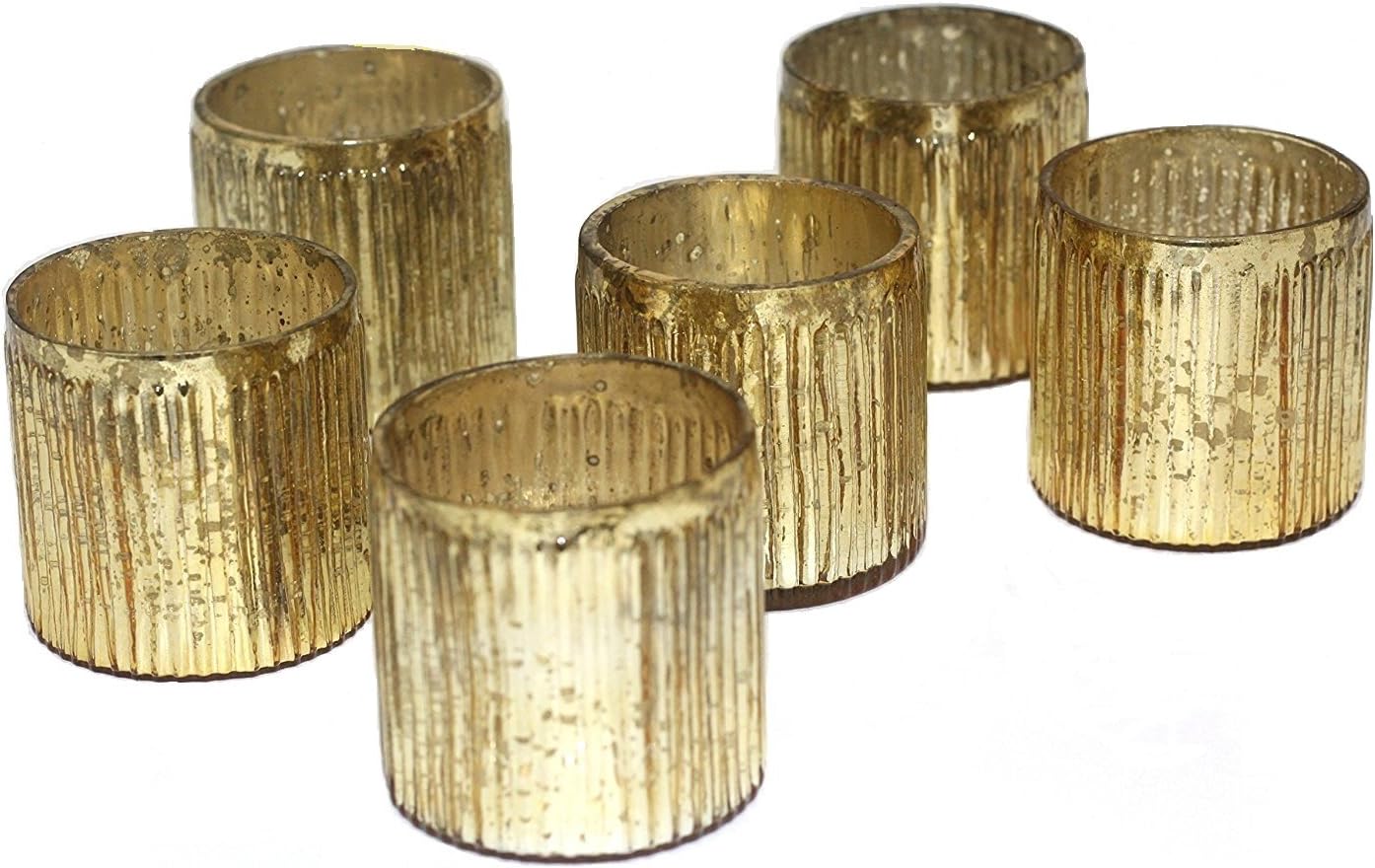 Amazon.com: BD Crafts Mercury Glass Ribbed votive - set of 6 (light ...
