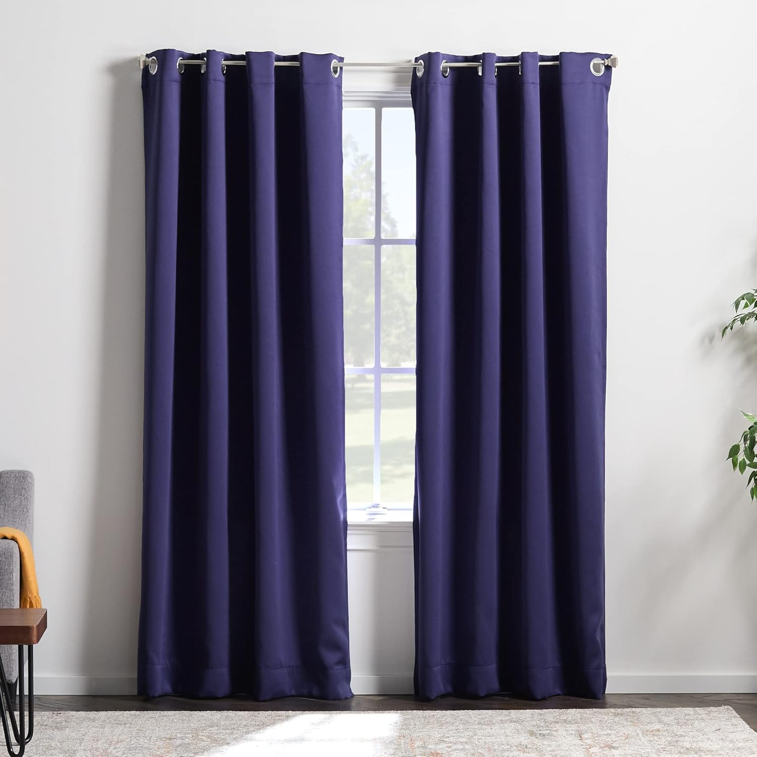 Amazon.com: Linenspa 100% Blackout Curtain 2 Panels Set - Navy Curtains ...