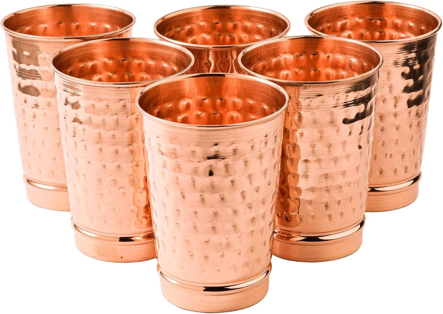 Amazon.com | 2 Activelife Hammered Design Pure Copper Tumbler Set of 6 ...