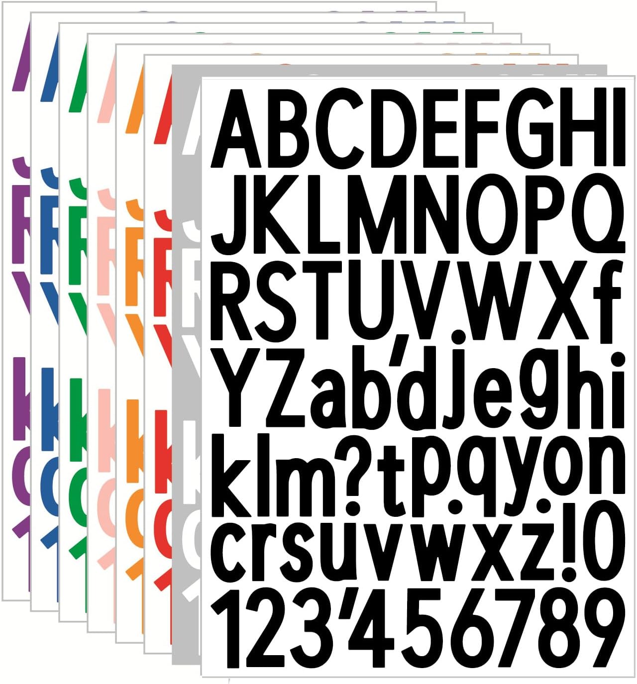 Amazon.com: 10 Sheets Alphabet Stickers, 12 Colors Self-Adhesive Number ...