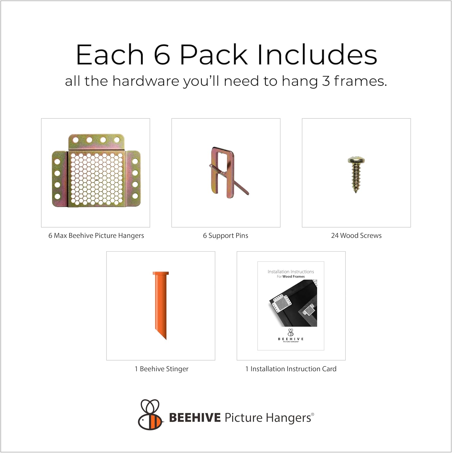 Beehive Picture Hangers Kit completo de 38 piezas para colgar cuadros, ajusta marcos en ...