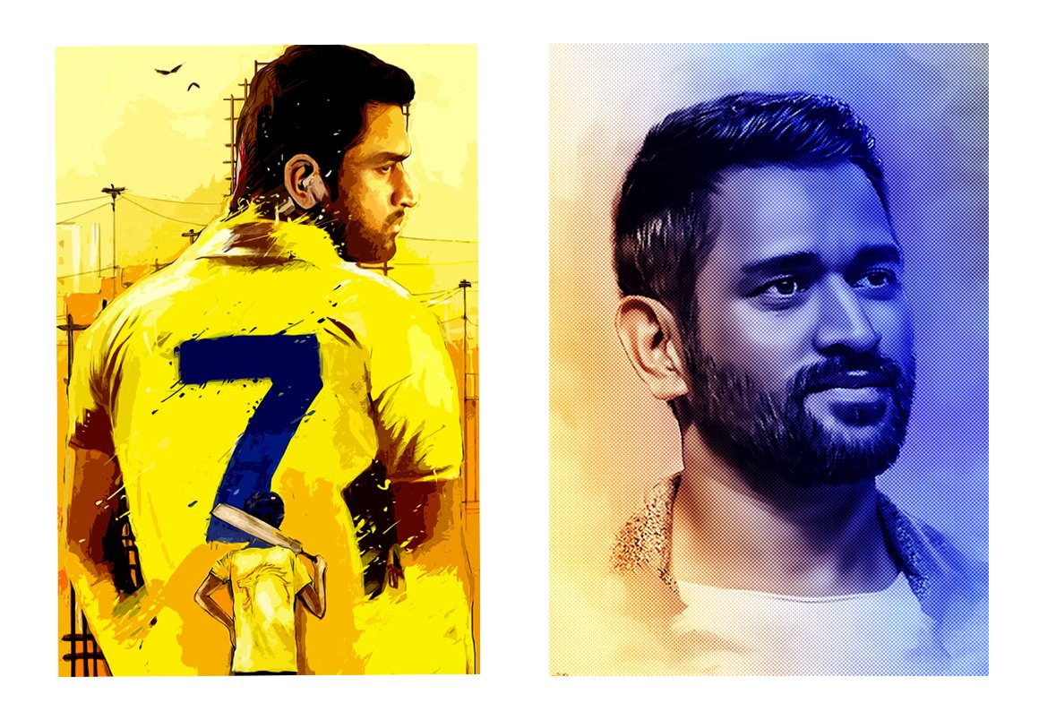 Art Bundle Dhoni Poster (Pack of 2) for room,home. Wall decals and ...