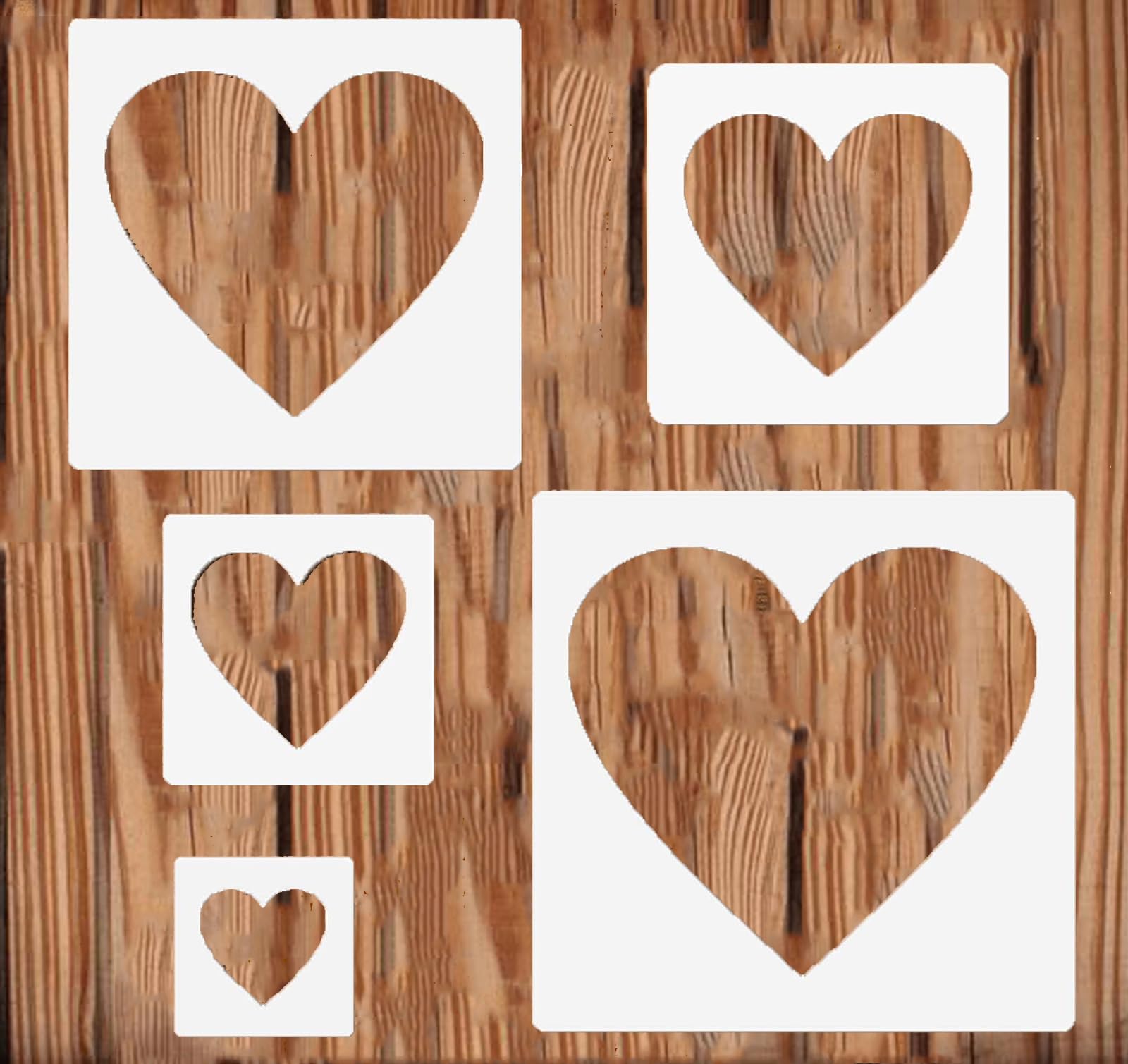 Amazon.com : 5PCS Heart Stencil 5 Sizes Heart Love Stencils Painting ...