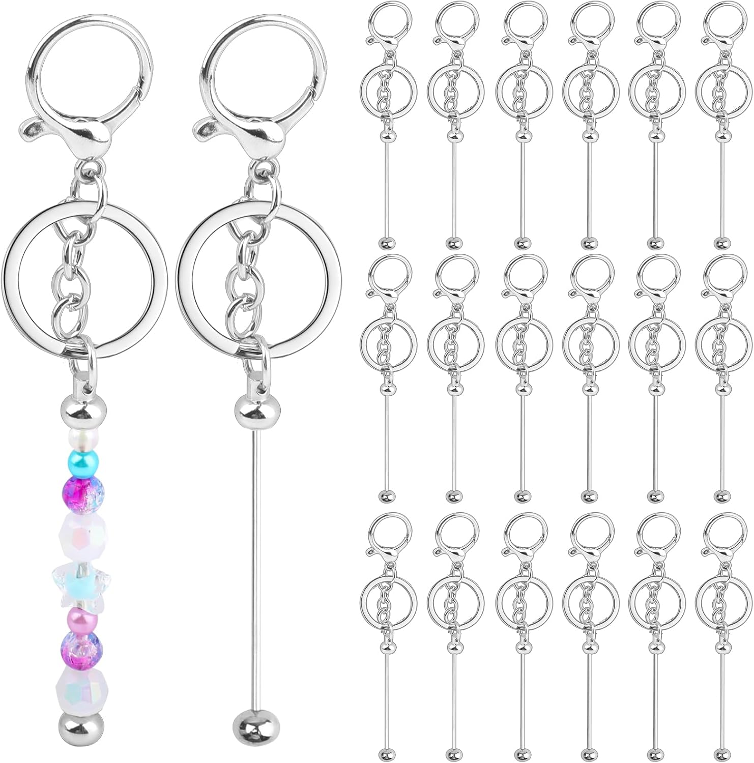 Amazon.com: 20 Pcs Beadable Keychains Bars Bulk,Blank DIY Keychains for ...