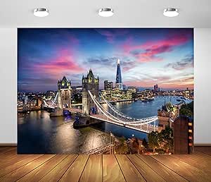 Amazon.com : BELECO 7x5ft Fabric London Night Backdrop Famous Tower ...