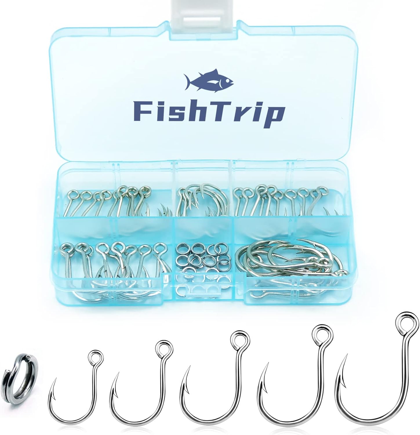 FishTrip 50pcs Inline Fishing Hooks for Treble Hook Replacement, in ...