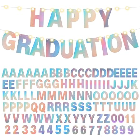 Amazon.com: 112 Pcs Graduation Banner DIY Glitter Customizable Banner ...