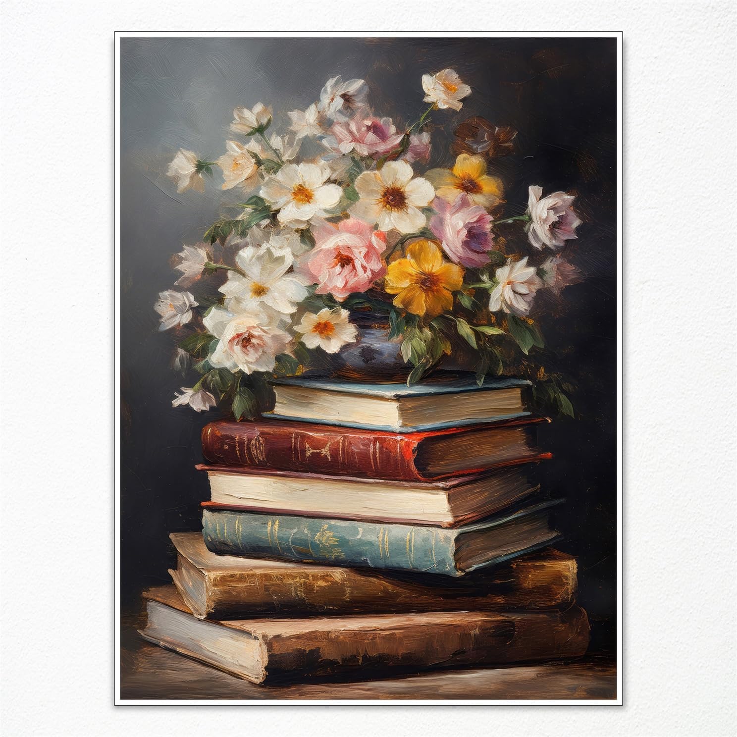 Amazon.com: ytreyoimro Moody Flower Books Canvas Wall Art, Spring ...