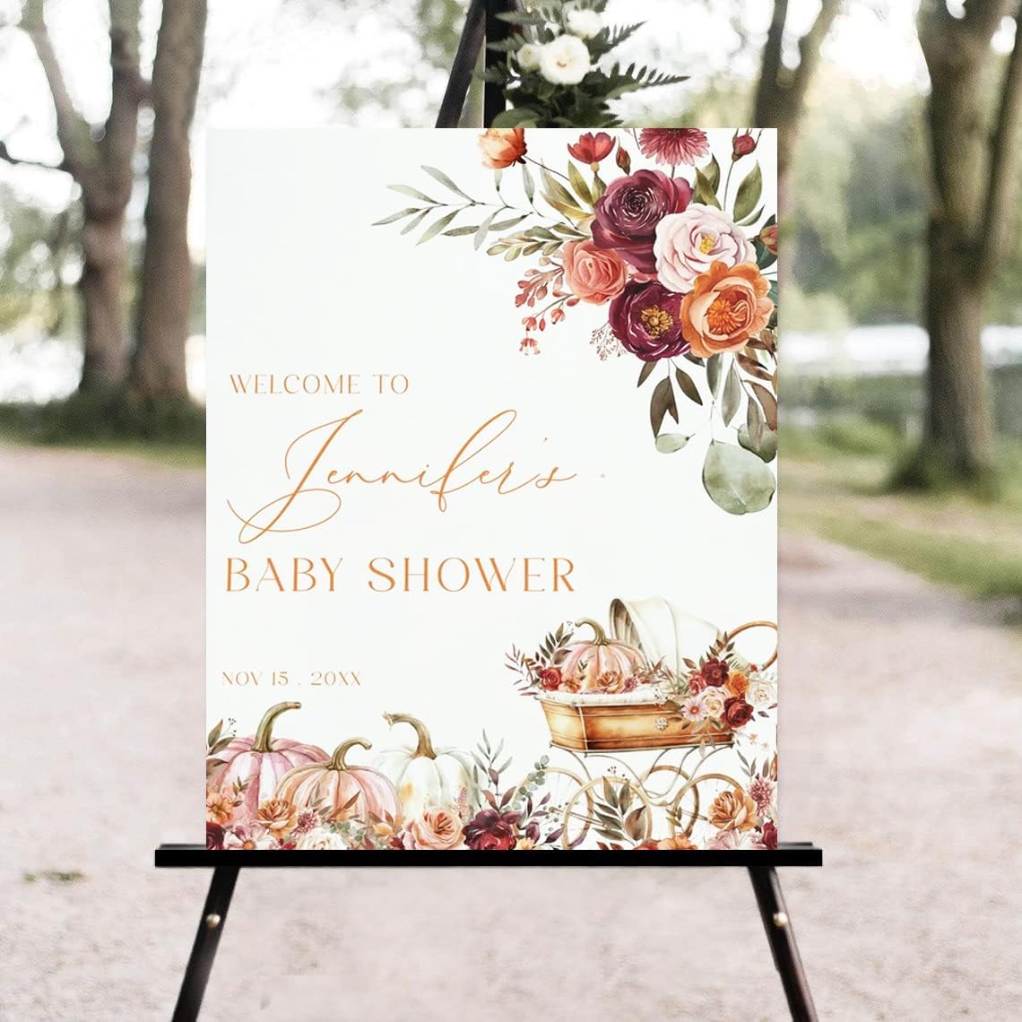 Amazon.com: Personalized FALL in Love Baby Shower Welcome Sign, Autumn ...