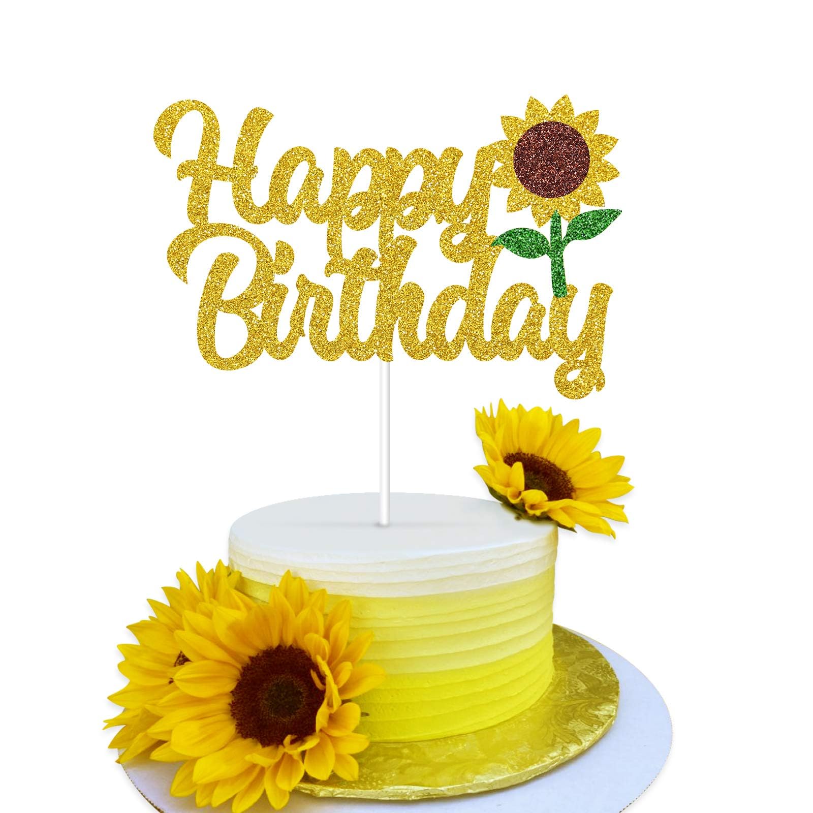 Snapklik.com : Sunflower Cake Topper - Happy Birthday Sign Sunflower ...